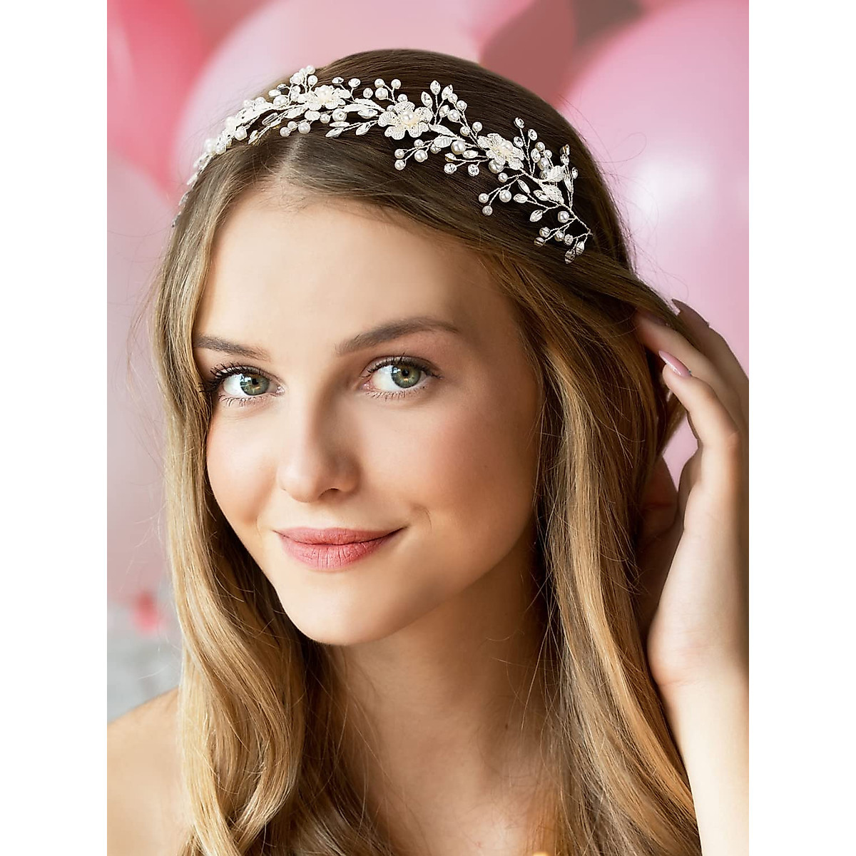 SWEETV Silver Bridal Headpiece for Wedding Crystal Bridal Headband Wedding Hair Accessories for Women Girl Hair Vine