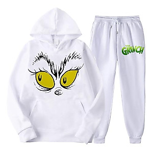 Mens Outfits 2 Piece Lightweight Fit Vintage Cute Graphic Print Unisex Outfits Casual Cozy Crewneck Hoodies Long Sleeve Pullover Hoodies Sweatshirt+sweatpants Set