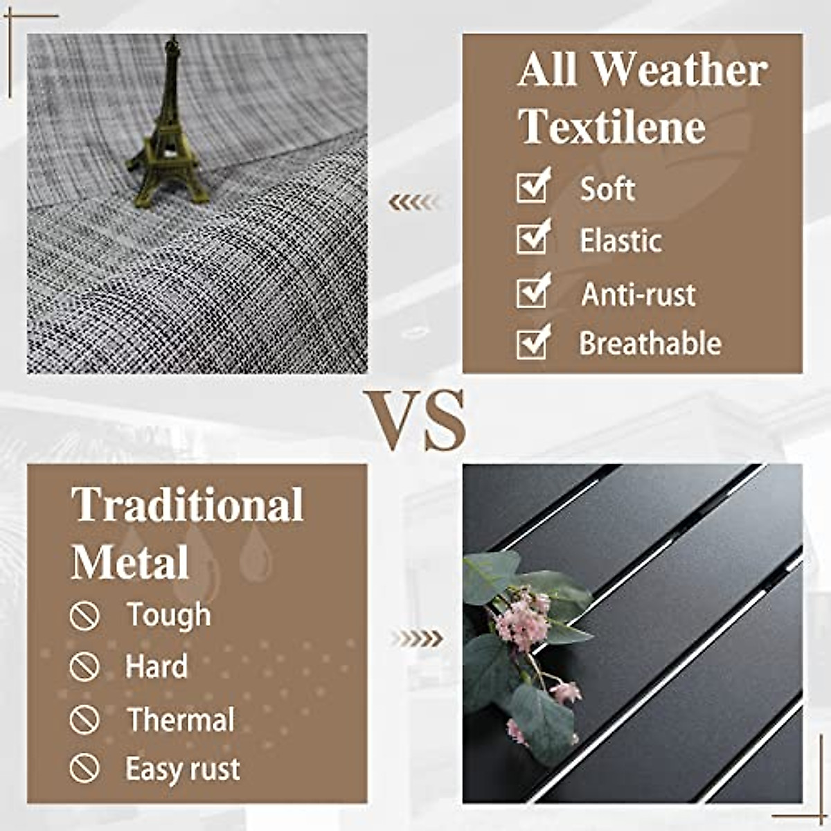 Sophia & William Patio Dining Chairs 2 Pieces C Spring Motion Chairs Patio Chairs Set of 2 Support 300lbs Outdoor Furniture for Lawn Garden Balcony Pool Backyard Weather Resistant