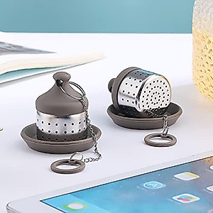 Kyraton Tea Strainer Tea Infusers for Brew Loose Tea Coffee spices 2 Pack , Stainless Steel Tea and Coffee Infuser Fine Mesh Filters with Silicone Drip Dray and Extended Chain Hook.