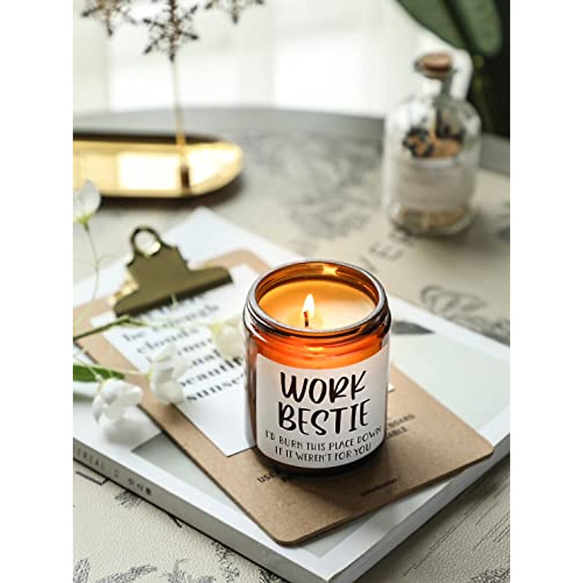 Candle Gift for Work Bestie Work Bestie Gifts for Women, Funny Birthday Gifts for Coworker, Bestie, Friends Moving Away, Going Away Gifts for Coworker