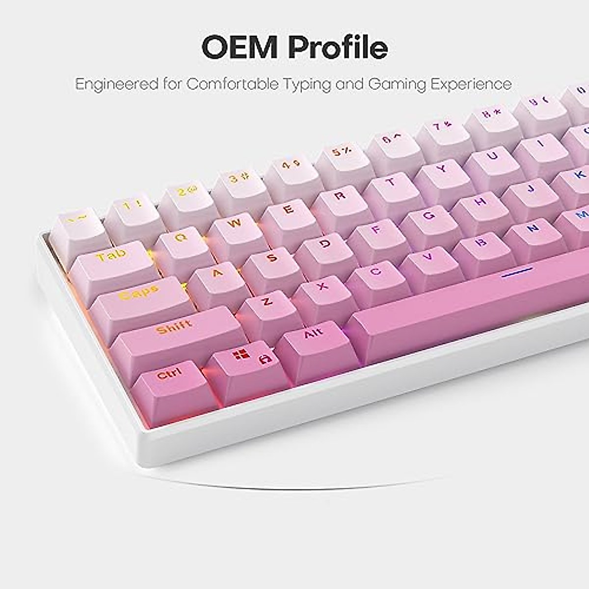 Ussixchare Gradient Keycaps, PBT Double Shot 104 Keys Keycaps, OEM Profile Custom Keycaps Set for 61/87/104 Cherry Gateron MX Switches Mechanical Keyboard(Lover Pink)
