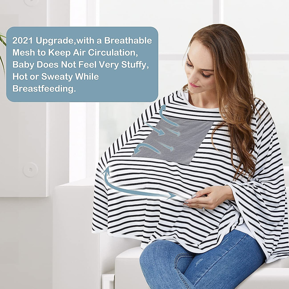 Baby Nursing Cover & Nursing Poncho - Multi Use Cover for Baby Car Seat Canopy, Shopping Cart Cover, Stroller Cover, 360° Full Privacy Breastfeeding Coverage, Baby Shower Gifts for Boy&Girl