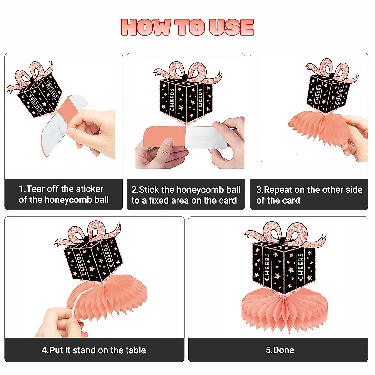 Golcellia 8 Pcs 50th Birthday Decorations - Rose Gold Honeycomb and Birthday Banner Party Decoration for Women Men, 1974 Table Pink Honeycomb Centerpieces, Happy 50th Birthday Table Decorations