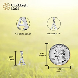 Claddagh Gold .925 Sterling Silver Personalized Initial Pendant Charm - A