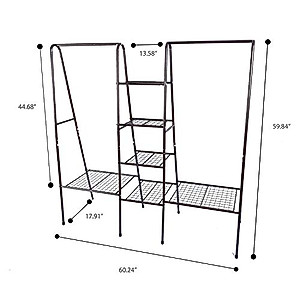 Albearing Metal Garment Rack Clothes Rack with Top Rod and Lower Storage Shelf Clothes Rack (Brown)