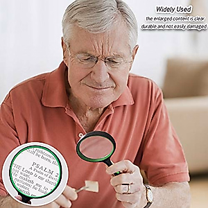 2Pcs 10X Handheld Magnifying Glass Authentic for Kids Seniors, 75MM Thickened Magnifying Lens & Non-Slip Handle with Rope Reading Magnifier for Book Reading, Hobby Observation, Science (Purple+Green)