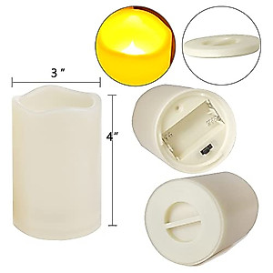 Battery Operated Outdoor Indoor Flameless Candle Electric Waterproof Flickering LED Pillar Candle with Remote Timer for Christmas Halloween Wedding Home Garden Party Decorations Table Centerpiece