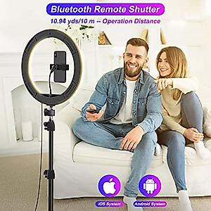 STALLY 12.3" RGB Ring Light with Stand 75 Tall and 2 Phone Holder, Remote Shutter, Tablet iPad Holder, Desk Tripod, Ring Light with 3 CCT Mode & 29 Color Modes for Live Stream/Makeup/YouTube/TikTok