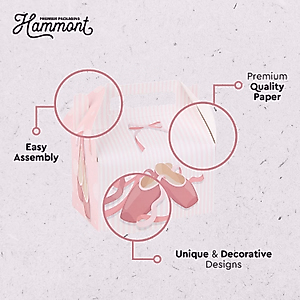 Hammont Ballerina Party Favor Treat Boxes - 10 Pack - Baby Shower & Girls Birthday Décor- Ballerina Gable Boxes, Cookie Box for Gift Giving, Princess Ballerina Party Decorations - 6.25x3.75x3.5 Inches