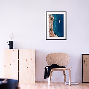 POUKROO 20x28 Poster Frame Matted to 16x24 Black Soild Wood Display Picture Puzzle Artwork Canvas Art Painting 16 by 24 with Mat Opening or 20 x 28 without Mat Horizontal or Vertical for Wall Hanging