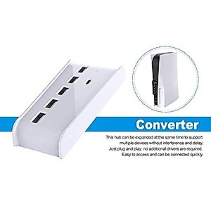SHYPT 5 Port High-Speed Splitter Adapter Game Console USB Hub Multifunctional for PS5 Game Console Charging Stand Indicator Light (Color : White)