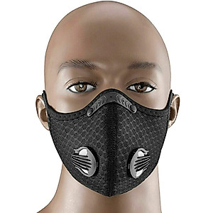 JPOSolar 2 Pack Dust_mask Reusable Respirators Unisex Mouth_mask Adjustable for Allergies Woodworking,Cycling, Running,Outdoor Sports, Black