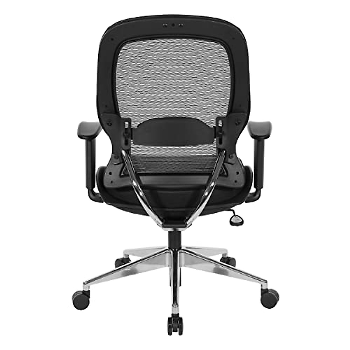 Space Seating 335 Series Professional Air Grid Back Adjustable Office Chair with Thick Padded Bonded Leather Seat and Heavy Duty Aluminum Base, Black