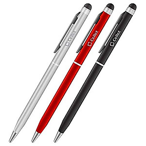 PRO Stylus Pen for Samsung Galaxy Tab S6 with Ink, High Accuracy, Extra Sensitive, Compact Form for Touch Screens [3 Pack-Black-Red-Silver]
