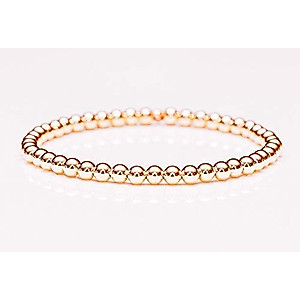 14k Gold Filled Beaded Ball Bracelet, 4mm, Dainty Layering Jewelry, Stacking Stretch Bracelets (6)