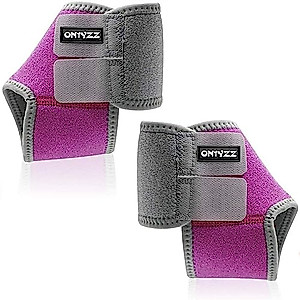 ONTYZZ 1 Pair Kids Ankle Brace Ankle Compression Sleeve Adjustable Ankle Support Brace for Football Basketball Dancing Pink/M