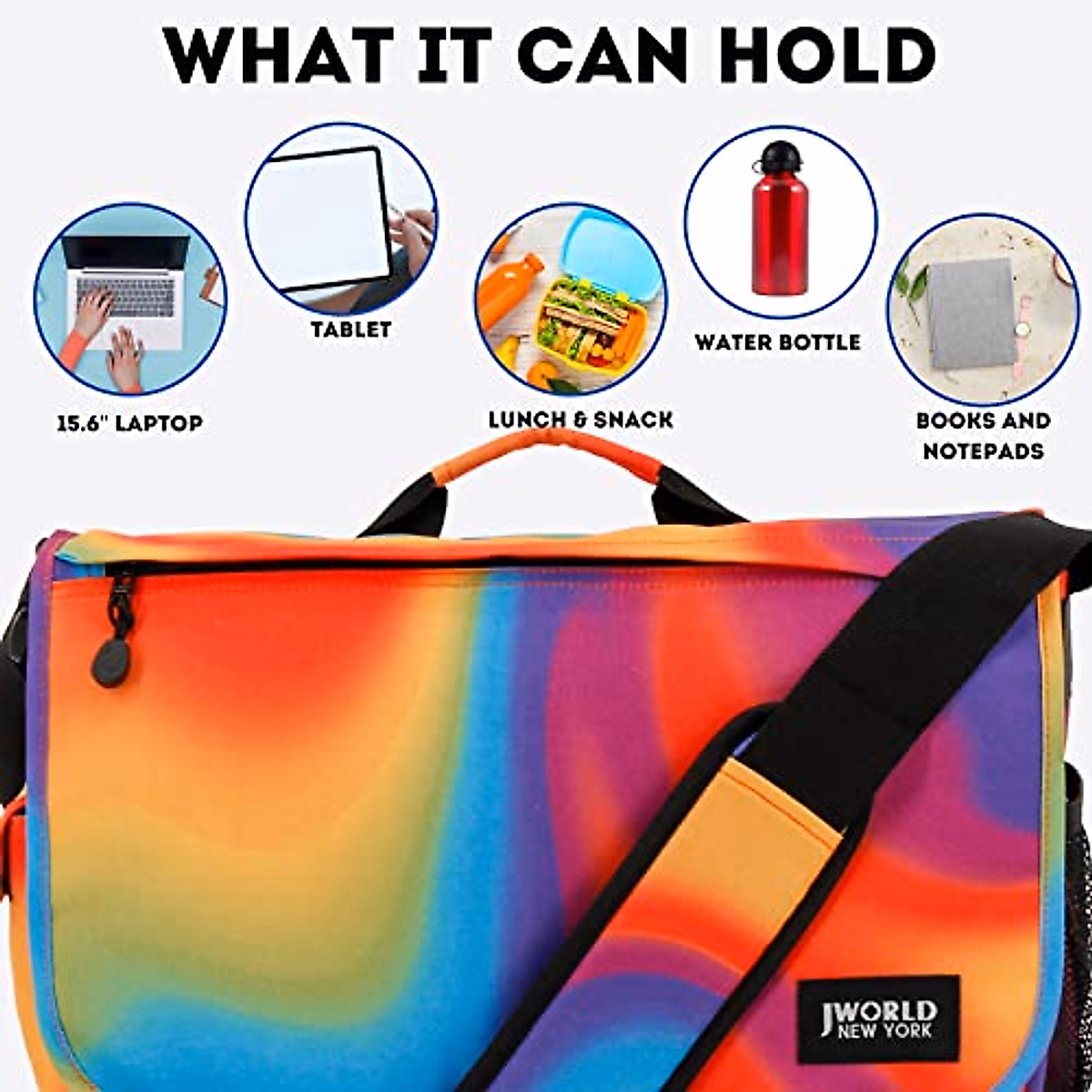 J World New York Thomas Laptop Messenger Bag for Women. Kids Computer Bookbag, Heat