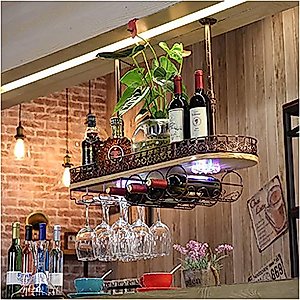 Stylish Simplicity Down Wine Rack, Metal Iron Wine Rack, Vintage Wine Rack, Goblet Rack Home, Restaurant Kitchen Bar Decoration Floating Wine Rack Adjustable Height (Bronze Multi-Size), PIBM, Bron
