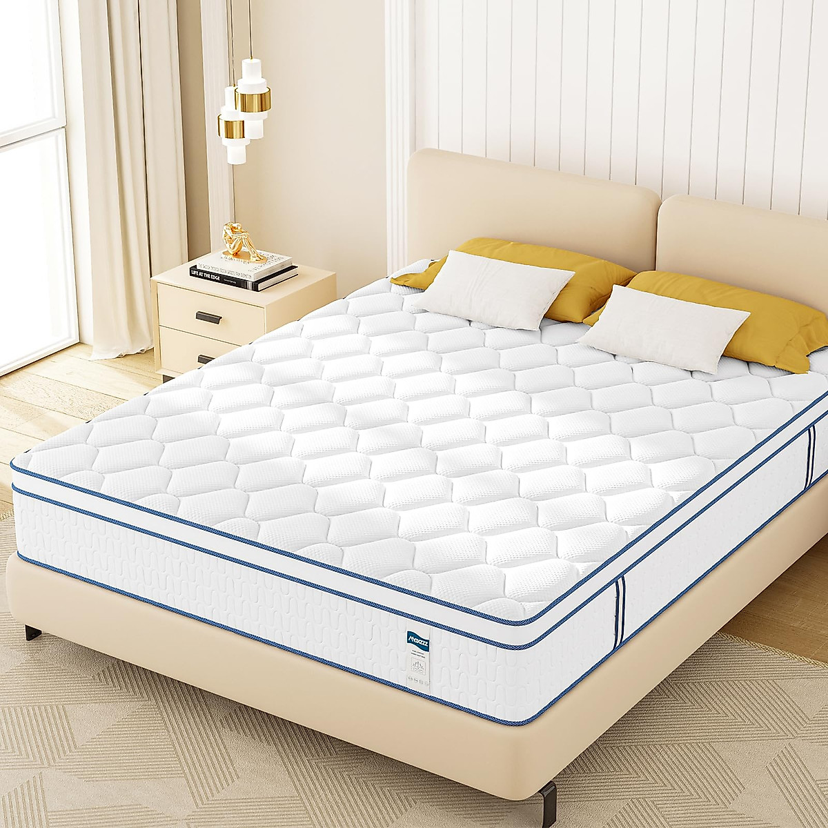 Maxzzz 12 Inch Twin Mattresses, Hybrid Mattress, Twin Bed Mattress in a Box, with Individual Pocket Springs & Memory Foam, Euro Top Design for Back Pain Relief, No Odor