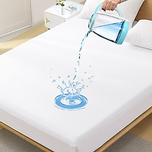 Twin XL Premium Waterproof Mattress Protector, Soft Breathable College Dorm Mattress Pad Cover, Noiseless Waterproof Bed Cover - Stretch to 21" Fitted Deep Pocket Mattress Protection Cover