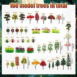 Libima 160 Pieces Mini Model Trees Bulk 1-5.1 Inch Mixed Model Tree Flower Train Scenery Architecture Trees Colourful Fake Trees for DIY Crafts Building Model Scenery Landscape