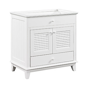 30 Inch Bathroom Vanity Base Only, Storage Cabinet with Doors and Drawer, Solid Wood Frame, White