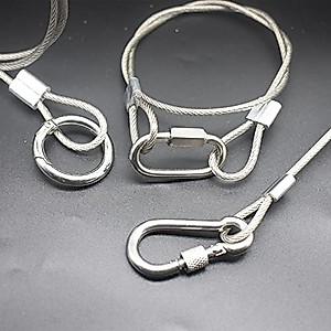 Bytiyar 20 pcs 6 inch (15cm) 3mm Thickness Stainless Steel Wire Cable with Loops Vinyl Cover Coated Short Rope Lanyard Lock Safety Tether Chains, Clear