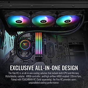 Thermaltake Floe RC360, AMD (AM5/AM4) / Intel (LGA 1700/1200), TT RGB Plus Software/Motherboard Sync ARGB Controlled, 360mm PWM All-in-One CPU & Memory Liquid Cooler CL-W290-PL12SW-A