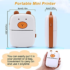 Vickes Mini Printer for iPhone and Android, Wireless Mini Photo Printer Label Printer, Portable Bluetooth Mini Thermal Printer for Printing Label, Journal, Study Note, Compatible with iOS & Android