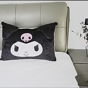AMZROMI Kawaii Pillow case,Cotton Girl Black Pillow Covers,Cute Pillow,Cute Girl Plush Pillow Slips,for Dormitory/Decorative Bedroom/Livingroom,6242CM