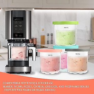ZFZ Creami Pints and Lids for Ninja 4 Pack Creami Pint Containers Cups Ice Cream Maker Compatible with Ninja NC301 NC300 NC299AMZ Series Accessories, Dishwasher Available
