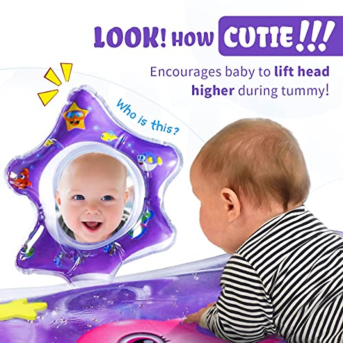 SEPHIX Mirror Water Tummy Time Mat, Baby Stuff for Newborn Toys 0-6-12 Months Girls Gifts, Infant Sensory Toys for Babies 0-3-6 Months Teething Crawling Development Activity Center for Christmas