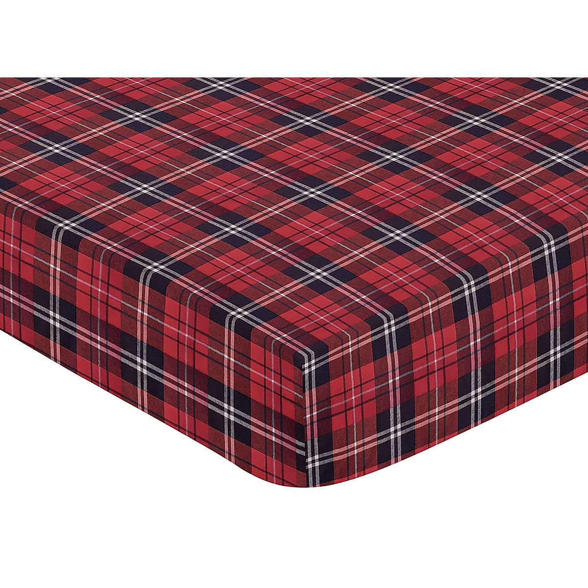 Red and Black Woodland Plaid Flannel Baby or Toddler Fitted Crib Sheet for Rustic Patch Collection by Sweet Jojo Designs