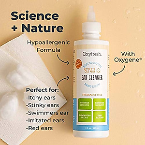 Oxyfresh Advanced Pet Ear Cleaner - Best Dog Ear Cleaner Solution - Helps with Yeast, Wax, Dirt & Itchy Ear Canal - Cleaning, Soothing, & Sting-Free Dog Ear Wash & Cat Ear Cleaner 8oz