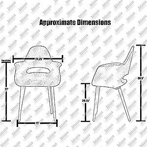 2xhome - Set of 2 Organic Upholstered Fabric Modern Armchairs with Dark Walnut Brown Wooden Legs for Dining Room Office or Accent Chair (Red)