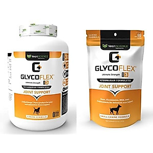 VetriScience Glycoflex 3 Maximum Strength Hip & Joint Support for Dogs, 120 Tablets & Glycoflex 3 Maximum Strength Hip & Joint Support for Small Dogs, 60 Chews