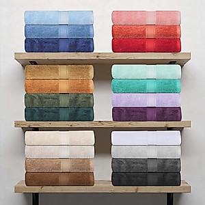 Superior Egyptian Cotton Pile 6 Piece Towel Set, Includes 2 Bath, 2 Hand, 2 Face Towels/Washcloths, Ultra Soft Luxury Towels, Thick Plush Essentials, Guest Bath, Spa, Hotel Bathroom, White