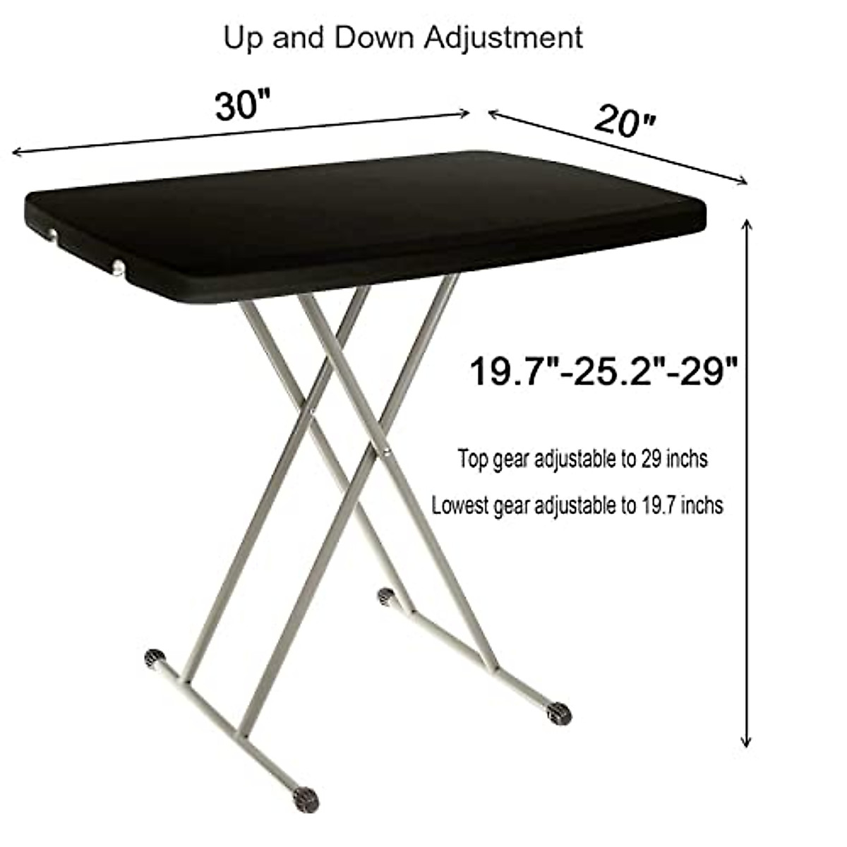 zagtag Folding Table 30Inch Small Foldable Table for Kids Picnic and Laundry Room, Tray Table, Black
