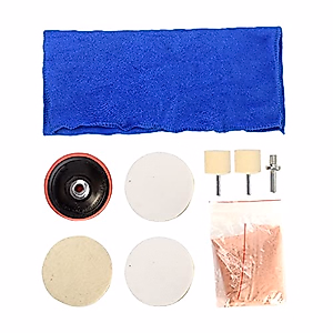 Kakalote 9Pcs/Set Glass Polishing Kit Multifunctional Deep Scratch Remover Car Polish Pad Cerium Oxide Polishing Powder Felt Polishing Wheel Set for Windscreen and Glass Repair