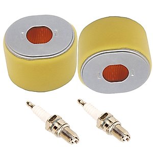 HIFROM Pack of 2 Set Air Filter with Spark Plug replacement for Honda GX340 GX390 11HP 13HP Engines Lawnmowers Replace 17210-ZE3-505 17210-ZE3-010