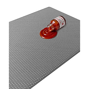 Color G Kitchen Rugs, Runner Cushioned Anti-Fatigue, Non Skid Waterproof Comfort Standing Floor Mats, Memory Foam, 17"x59", Grey