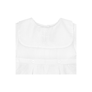 Petit Ami Baby Boys' Hand-Embroidered Cross Christening Romper, 12 Months, White