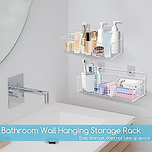 2Pcs Shower Caddy Shelf Organizer Rack, JOPBENG No Drilling Wall Mounted Bathroom Organizer, Rustproof Self Adhesive Shower Shelves for Bathroom Toilet Kitchen RV