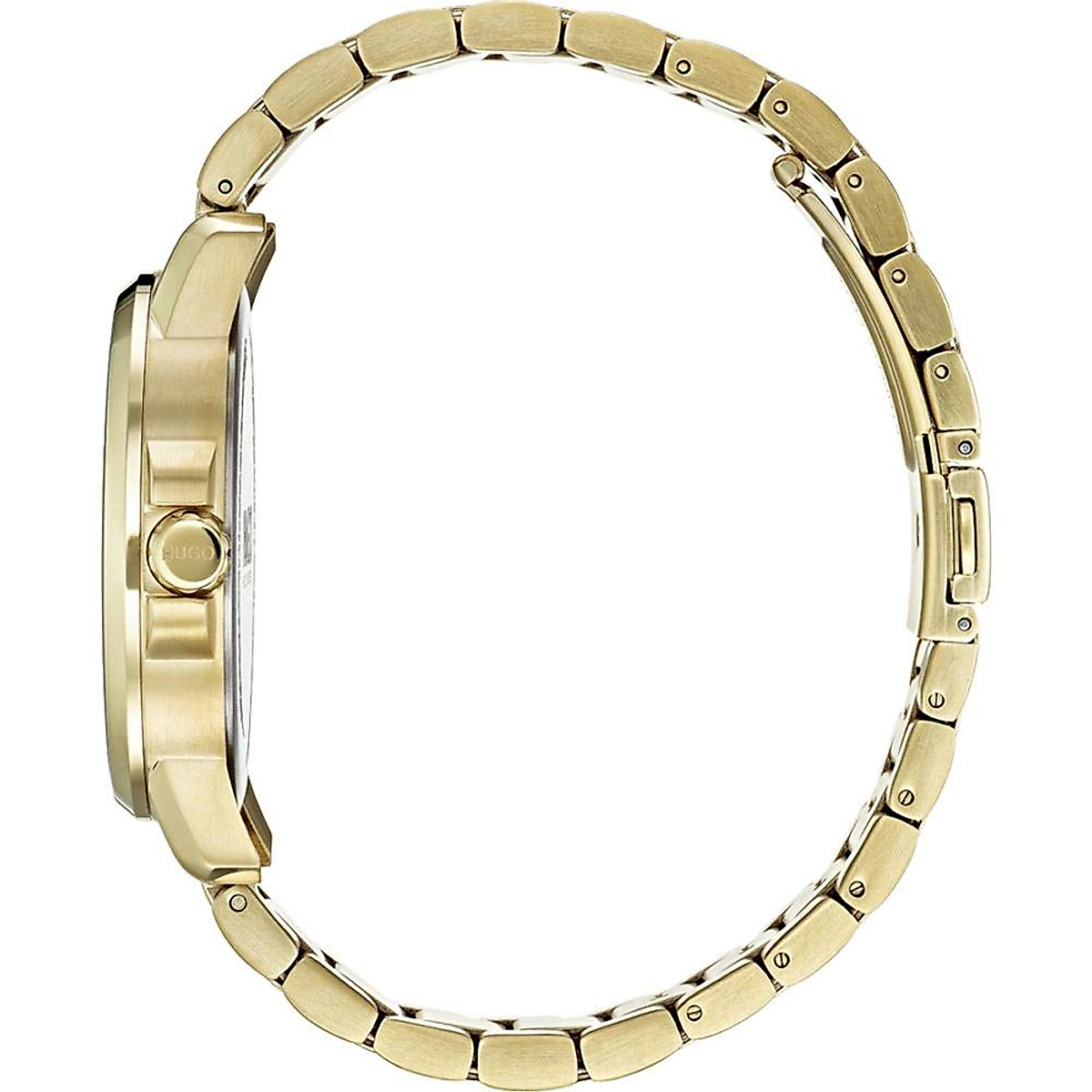 HUGO Men's Quartz Watch with Stainless Steel Strap, Gold, 20 (Model: 1530026), Black