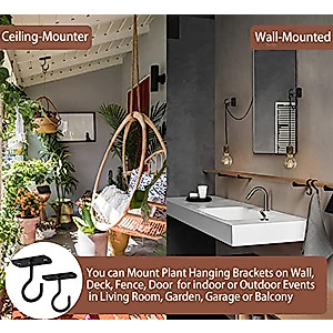 Ceiling Hooks for Hanging Plants 2Pack 2.5in,Wall Mount Hangers Plant Hooks,Wall Hooks for Plants,Lights,Planters,Lanterns,Hanging Bird Feeders,Wind Chimes,indoor&Outdoor Decoration Hooks Black