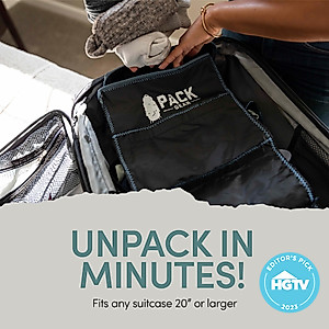 Pack Gear Hanging Luggage Organizer - Our Carry On Closet Insert Fits Any Carry-On - Our Hanging Luggage Organizer Uses Velcro to Allow Quick Access to your Clothes (Solid Black)