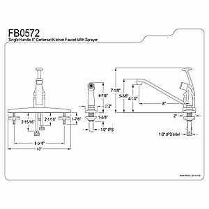 Kingston Brass FB0572 Columbia 8" Centerset Kitchen Faucet, 8-Inch in Spout Reach, Polished Chrome