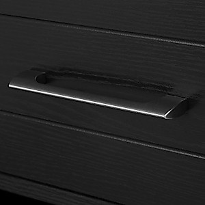 South Shore Vietti Bar Cabinet with Liquor and Wine Bottle Storage with Drawers, Black Oak with Metal Handles