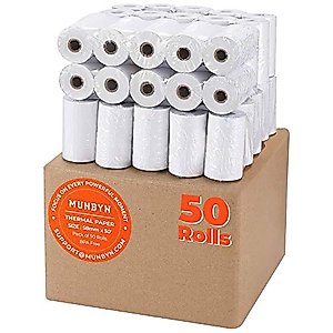 MUNBYN 2 1/4" x 50' Thermal Paper (50 Rolls), BPA Free Receipt Paper, 58mm Thermal Receipt Paper Fits All 58mm Mini Thermal POS Printer, Square Terminal Credit Card Machines
